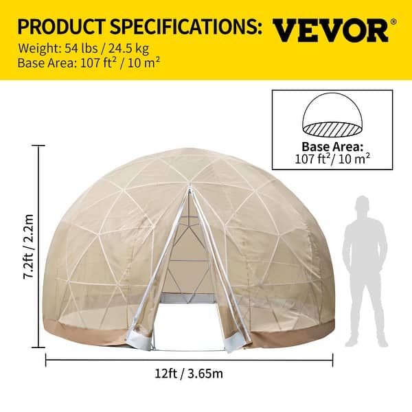 VEVOR Garden Dome with PVC Cover and Mesh Cover - Geodesic Dome - Bed ...