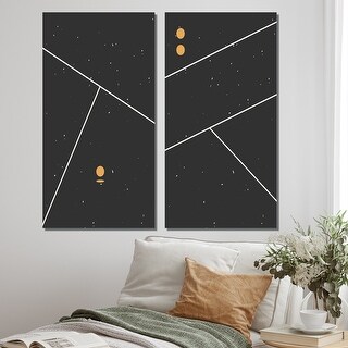 Designart 'Black and Gold Aesthetic Geometric' Abstract Set of 2 Pieces ...