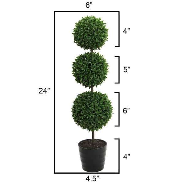 2 x 24" Faux Tabletop English Boxwood 2 Ball Topiary in Pot, Green ...