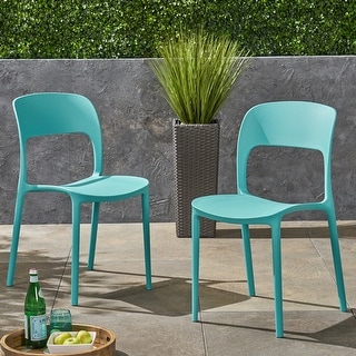 Indoor/Outdoor Plastic Stacking Dining Chairs (Set of 2) by Christopher ...