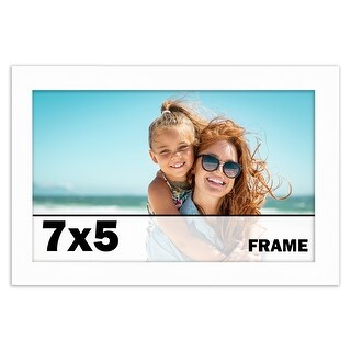 7x5 Frame White Solid Wood Picture Frame Includes UV Acrylic Shatter ...