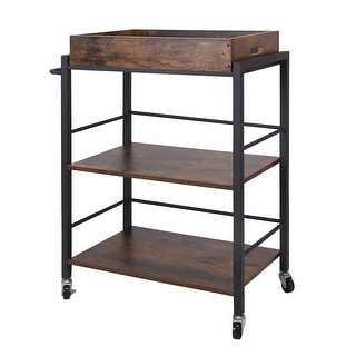 Homestyles Kitchen Cart with Wooden Tray Top, Rustic Modern Furniture ...