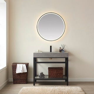 Funes 36" Single Vanity, Metal Support with Stone Top without Mirror ...