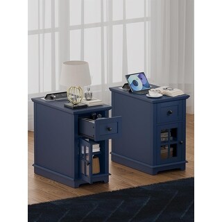 Flip-Top Charging End Table Set with USB Ports & Outlets, Storage ...