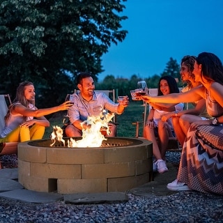 Aoodor Round Smokeless Fire Pit Ring, 36 Inch Double Layer Heavy Duty ...