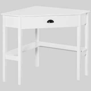 Triangle Corner Desk with Drawer and Shelves, Compact Computer Desk for ...