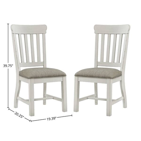 Drake Rustic White Slat Back Side Chairs with Cushion Seat (Set of 2 ...