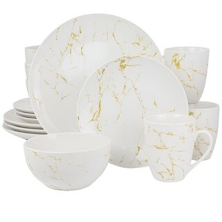 Elama Fine Marble 16 Piece Stoneware Dinnerware Set - Bed Bath & Beyond ...