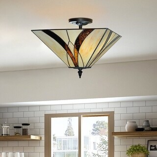 Tiffany Style 2-light Blackish Bronze Semi-Flush Mount - On Sale - Bed ...