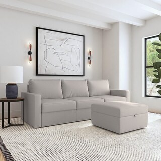 Flex Sofa with Standard Arms & Storage Ottoman by Flexsteel - 104" x 35 ...