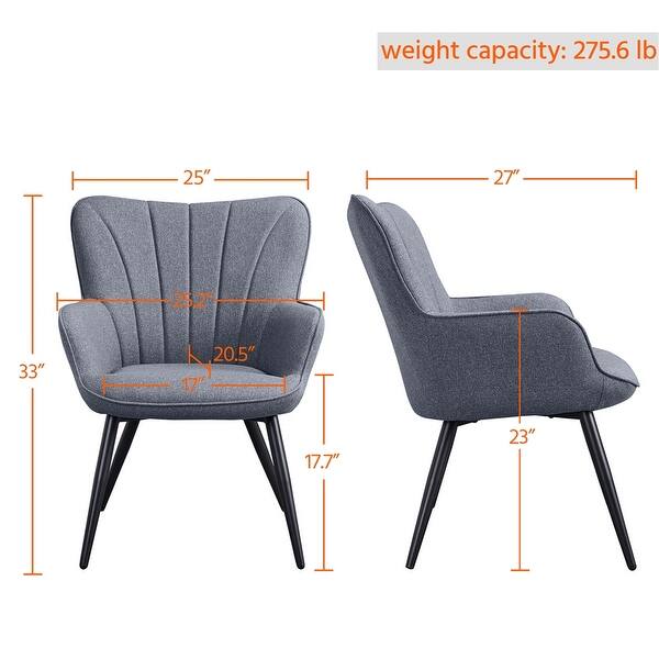 Yaheetech Modern Fabric Accent Chair Pleated Curved Back Armchair - On ...