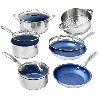 Granitestone Stainless Steel Nonstick 10 Piece Cookware Set - Bed Bath ...