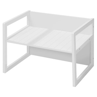 Roba Country Farmhouse Bench: White Wood, Adjustable Seat Height ...