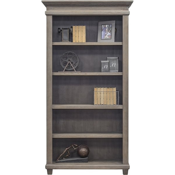 Carson Wood Open Bookcase, Storage Cabinet, Gray - 40"W x 76"H x 15"D ...