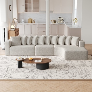 Chenille Sectional Sofa Set, Modern Cloud-Shaped Curved Sofa, Includes ...