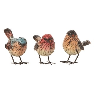 Transpac Small Resin Colorful Woodgrain Bird Set of 3 Spring Home ...