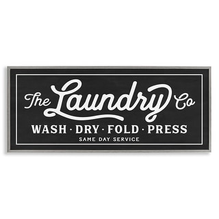 Vintage Laundry Sign Cursive Typography Framed Wall Art - Bed Bath ...