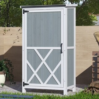 54" Two-Tone Storage Shed - Gray & White Design with Sloped Roof & 5 ...