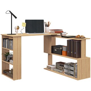 360 Degree Rotating Home Office Desk with Storage Shelves - Bed Bath ...