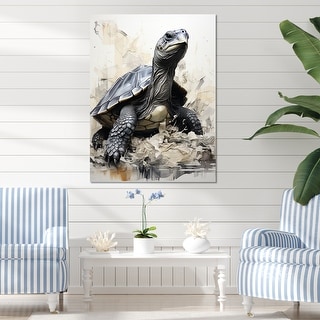 Designart "Minimalism Turtle Adventure II" Turtle Animal Wall Art - Bed ...