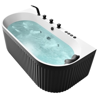 67 in. x 32 in. Flat Bottom Stone Resin Freestanding 92 Gallon ...