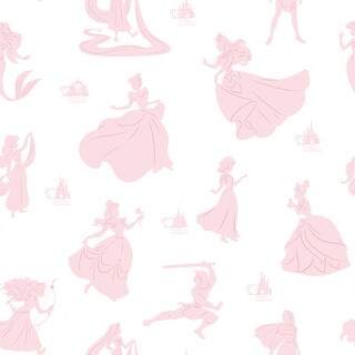 Disney 100th Anniversary Princesses Pink Peel and Stick Wallpaper by ...