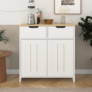 Storage Cabinet with 2 Drawers and Doors Accent Kitchen Cupboard Side ...