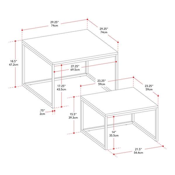 Set of 2 Square Nesting Coffee Table - Bed Bath & Beyond - 37172139