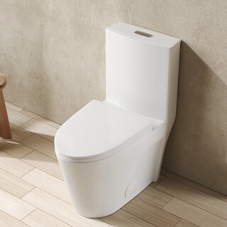 Ace 1.6 GPF Dual-Flush Toilet Modern Elongated One-Piece Toilet for ...