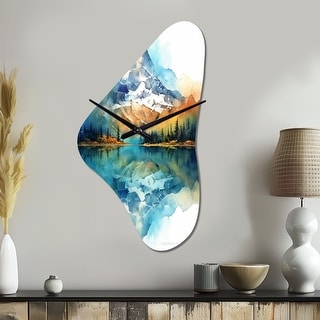 Designart - Calming Mountain Riverside III - Mountains Wall Clocks in ...