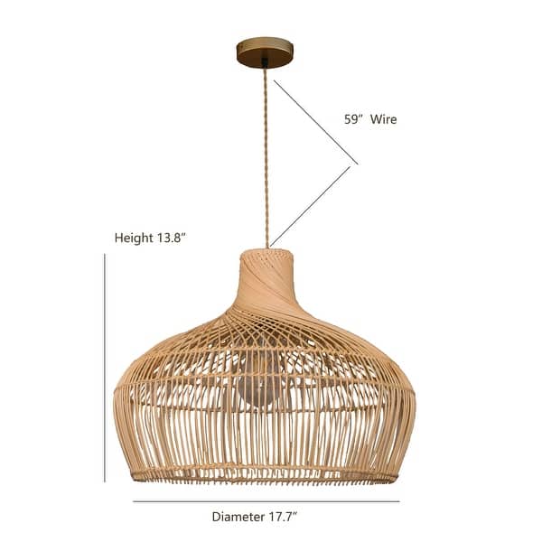 Modern Hand-woven Rattan Pendant Black Coastal Hanging Light - Bed Bath ...