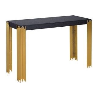 Theo Console Table, Gold Metal Legs, Retro Black Wood Frame 48 Inch ...