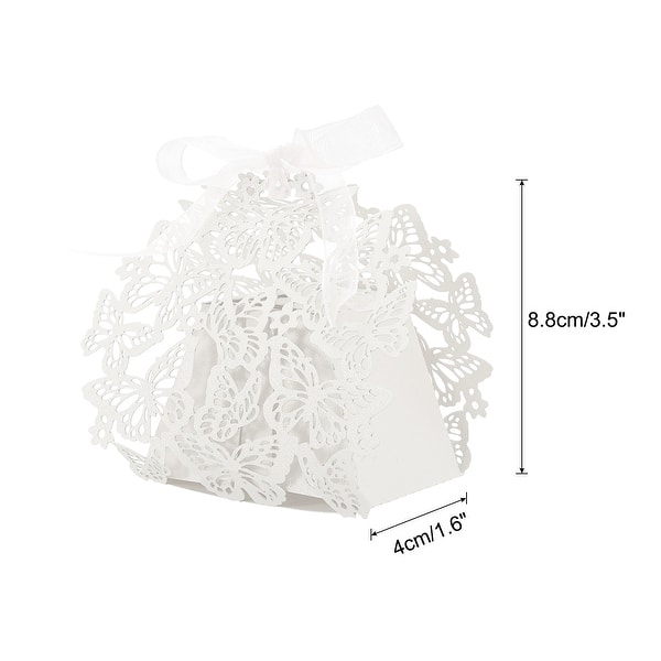 25Pcs Paper Hollow Butterfly Laser Cut Favor Candy Boxes with Ribbon ...