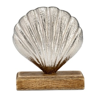 Metal Seashell Decor 7" Decorative Silver Shell on Base for Home or ...