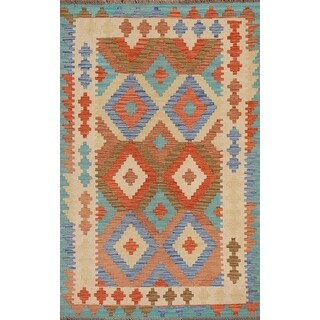 Reversible Kilim Area Rug Flat-weave South Western Wool Carpet - 3'2" x ...