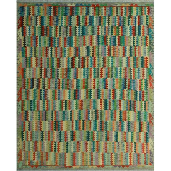 Hand-Woven Sangat Kilim Salikha Grey/Rust Rug - 8'6" x 9'7" - Bed Bath ...