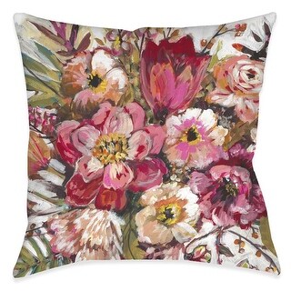 Laural Home Pink Posies Outdoor Decorative Pillow - Bed Bath & Beyond ...