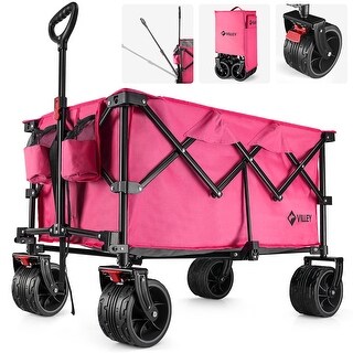 Collapsible Folding Wagon with Wheels, 225lbs Capacity, All Terrain ...