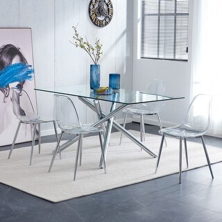 4-Piece Transparent Dining Chairs With Silver Metal Legs - Bed Bath ...