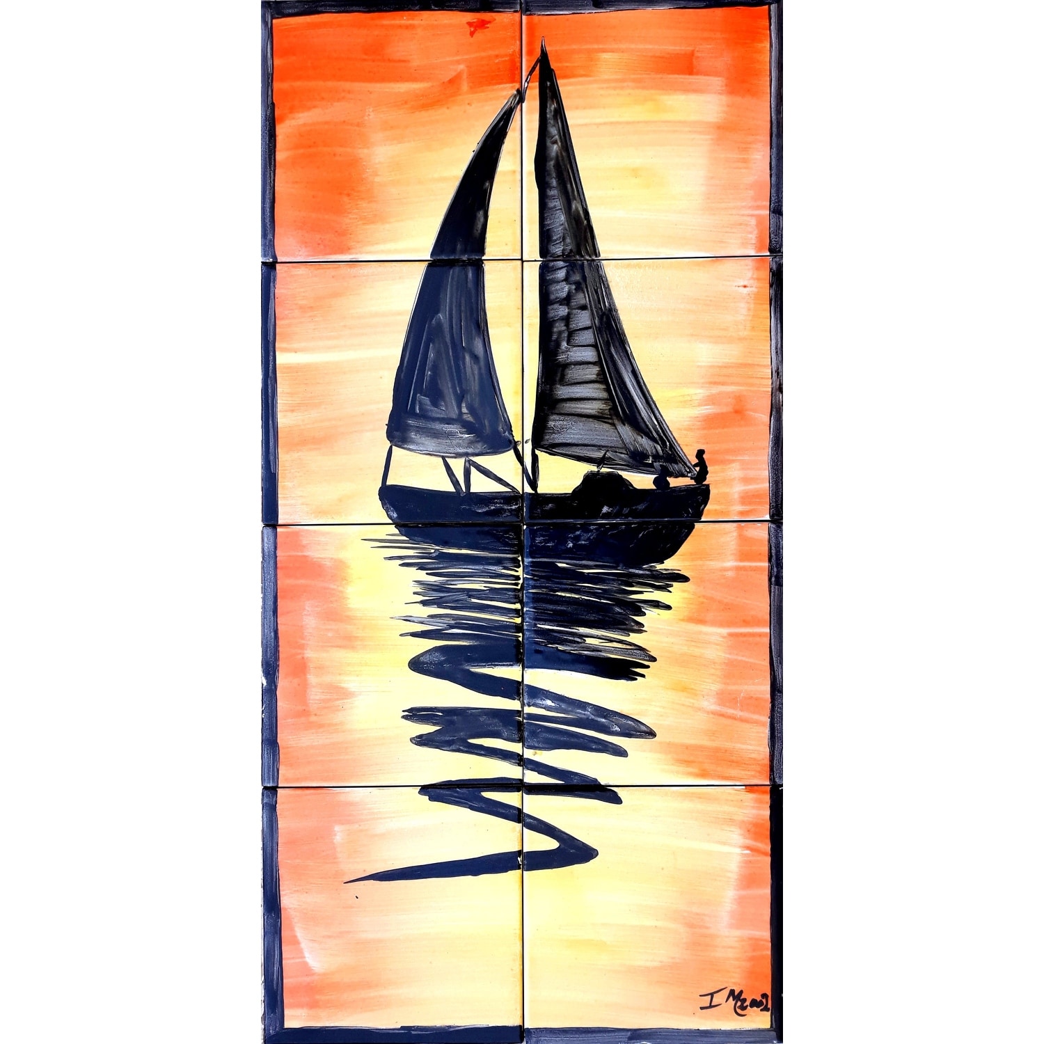 24x48 Sunset View Backsplash Design 32pc Ceramic Tile Wall Mural - Bed ...