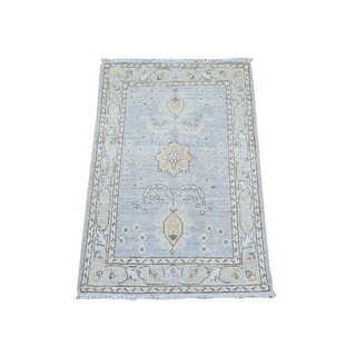 Cadet Gray, White Wash Peshawar, Soft Colors, Hand Knotted, Vegetable ...