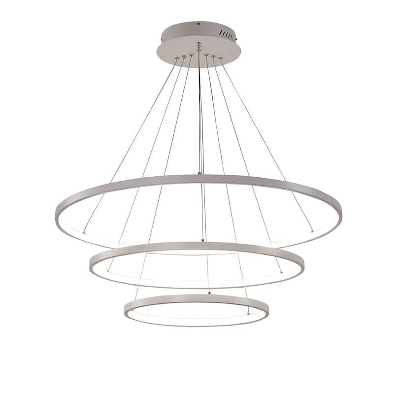Modern Painted White 3 Rings LED Pendant Light Fixture - Bed Bath ...