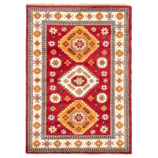 ECARPETGALLERY Hand-knotted Royal Kazak Dark Red Wool Rug - 5'9 x 7'11 ...
