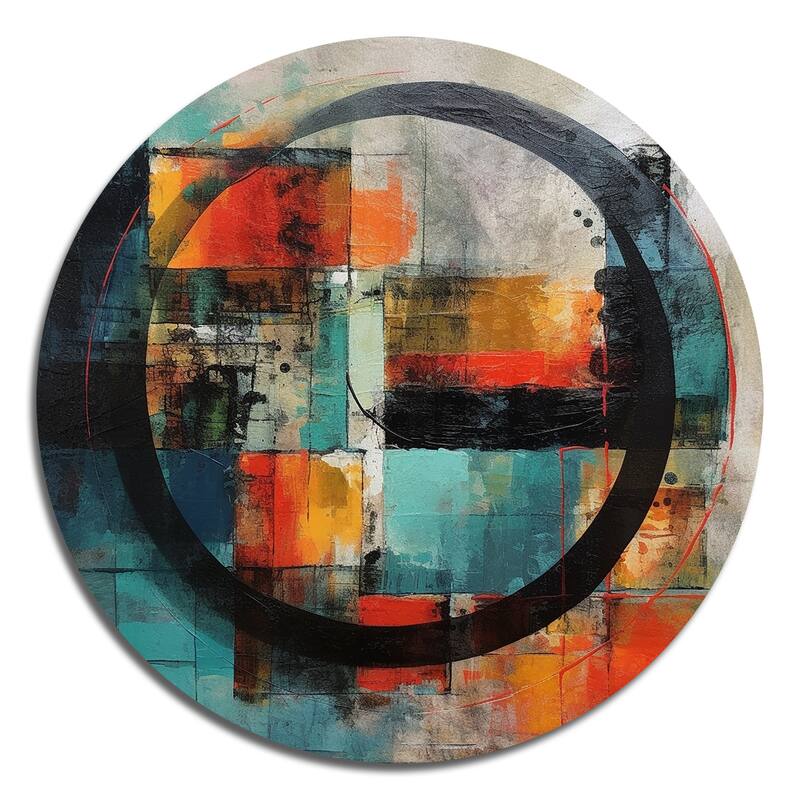 Designart "Geometric Serenity III" Modern Geometric Metal Round Wall ...