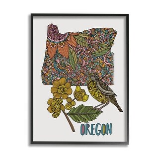Stupell Oregon State Flower Bird Framed Giclee Texturized Wall Art ...