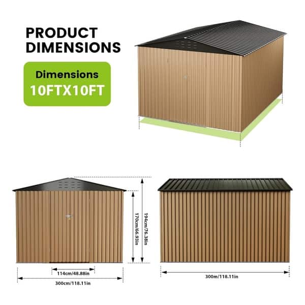 10x10 FT Outdoor Metal Storage Shed,Large Storage Sheds with Sturdy ...