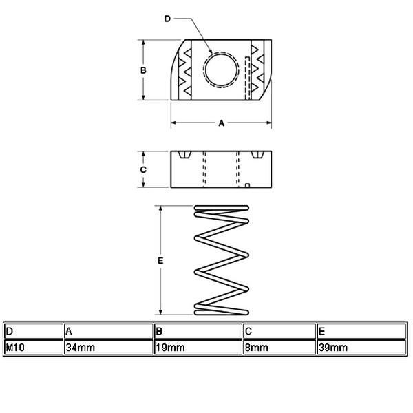 5pcs 304 Stainless Steel Long Spring Channel Nuts for Channels - Bed ...