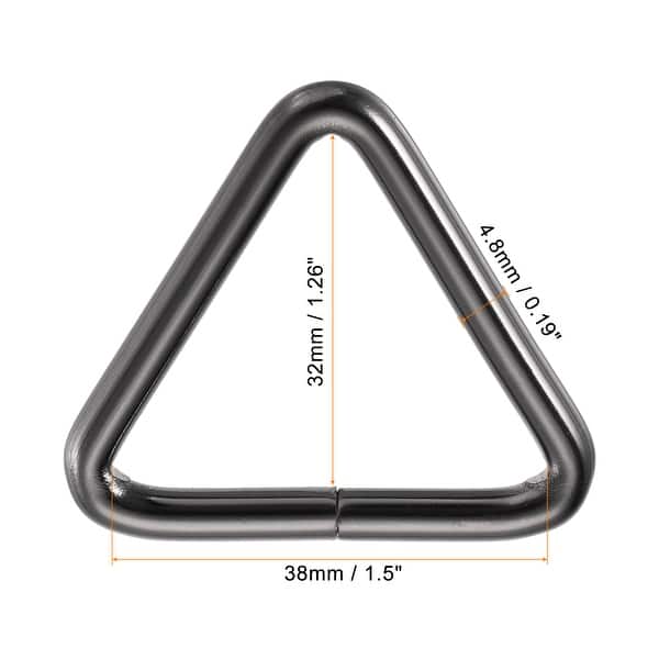 Metal Triangle Ring Buckle 1.5"(38mm) Inner Width Dark Gray 6pcs ...
