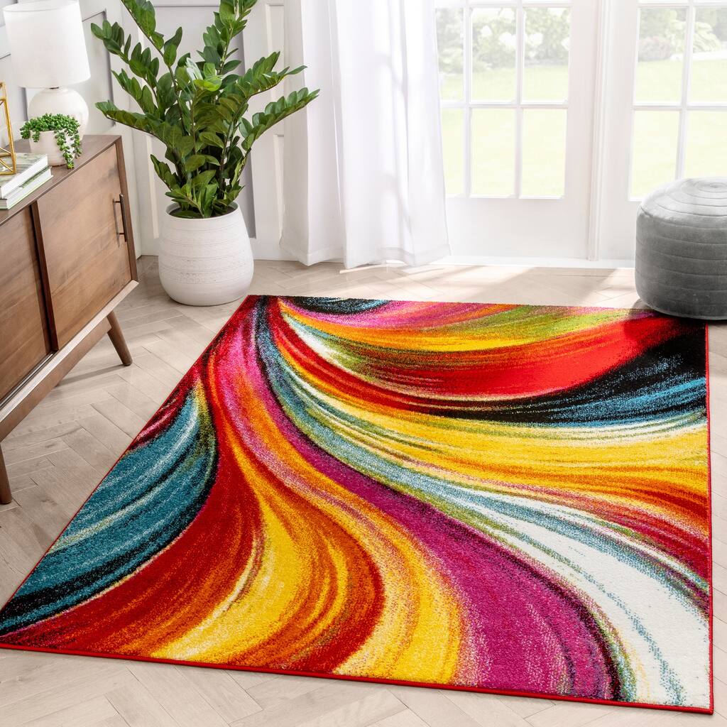 Well Woven Bright Waves Multi-Colored Area Rug - 5'3" x 7'3 ...