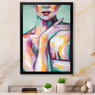 Designart "Pastel Artistic Seduction Woman III" Modern Framed artwork ...